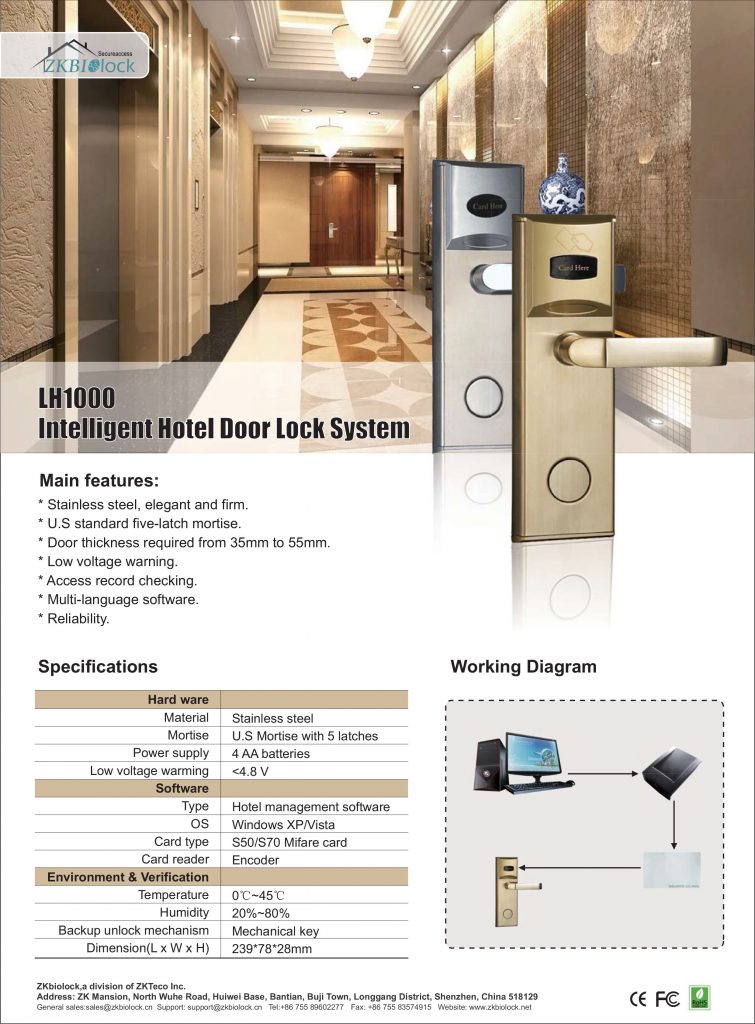 Hotel Lock ZKTeco LH1000 | Aarambha Solution